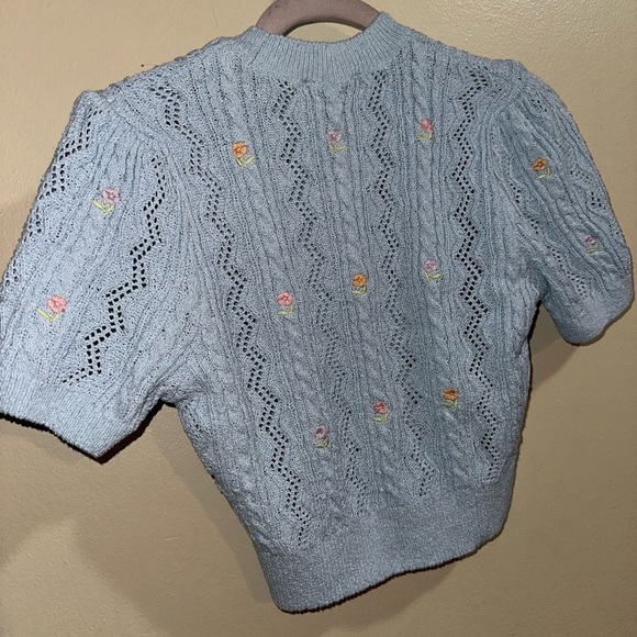 Zara | Tops | Zara Floral Embroidered Knit Top | Poshmark